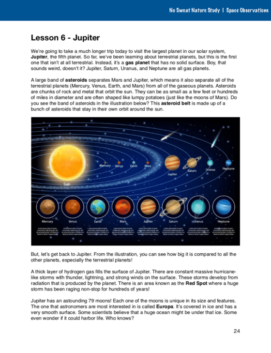 Space Science Nature Study Curriculum for Homeschoolers