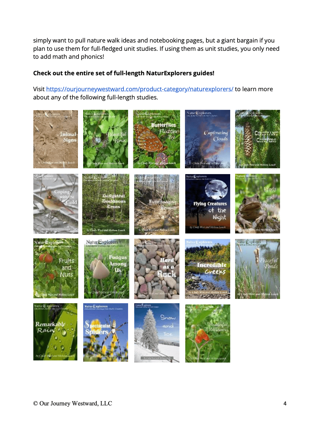 Nature Study Through the Holidays Advent Curriculum - Our Journey Westward